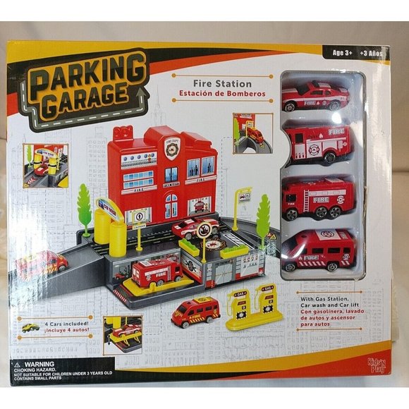 Shen Hua | Toys | Vtg Parking Garage Fire Station Kid Play Set Toys 4 ...